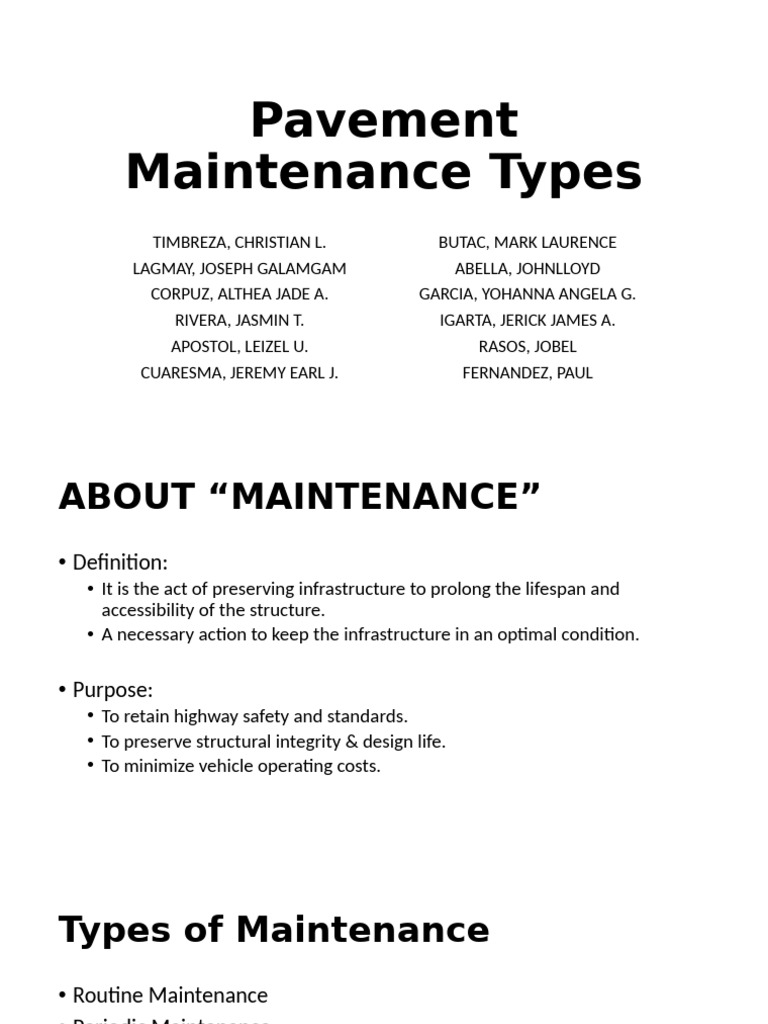 Pavement Maintenance Types Prototype | PDF | Road | Road Surface