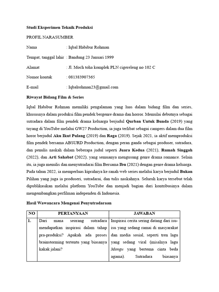 Hasil Wawancara Studi Eksperimen KM. 4C | PDF