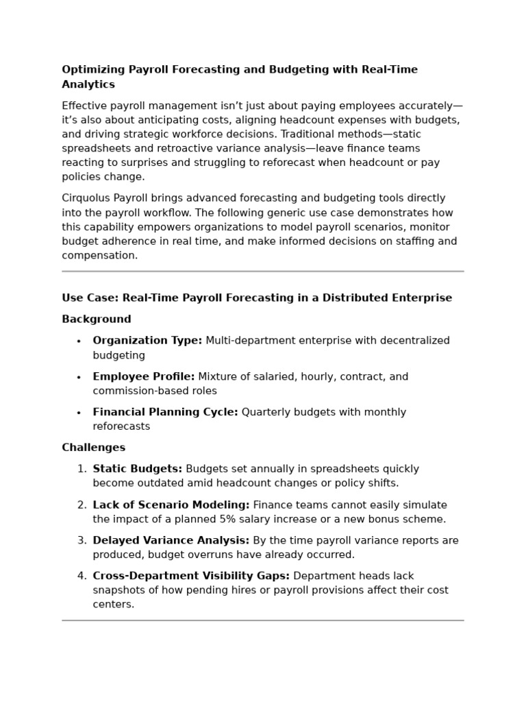 Optimizing Payroll Forecasting and Budgeting With Real | PDF | Budget ...