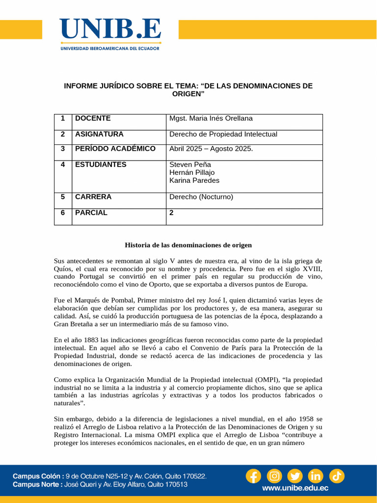 Informe Juridico de Las Denominaciones de Origen | PDF | Organización Mundial de la Propiedad ...