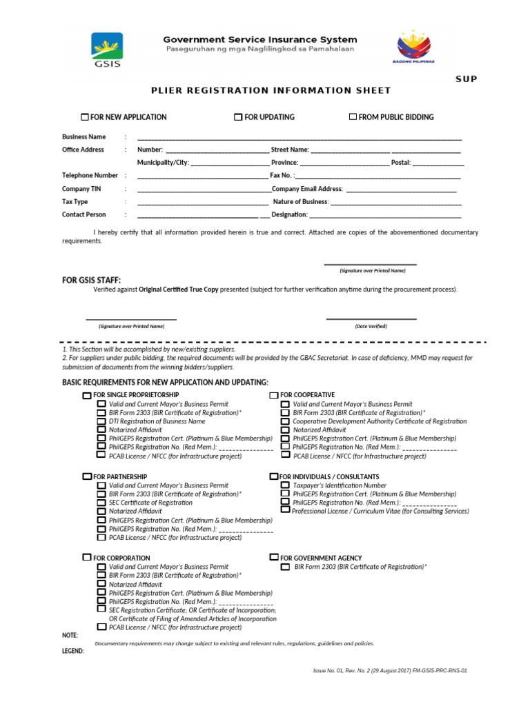 New Supplier Registration Information Sheet | PDF
