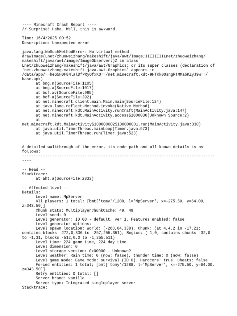 Crash 2025 04 16 - 00.52.20 Client | PDF | Java (Programming Language ...