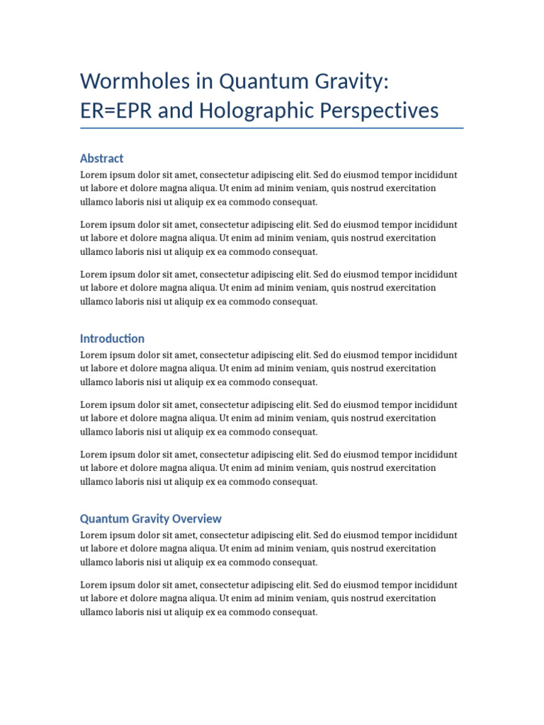 Wormholes in Quantum Gravity ER EPR and Holographic Perspectives | PDF