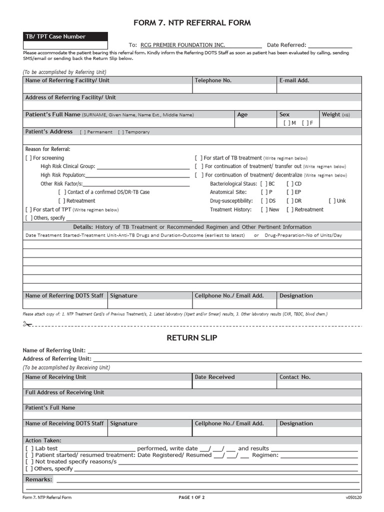 NTP Referral Form Updated | PDF | Health Sciences | Diseases And Disorders