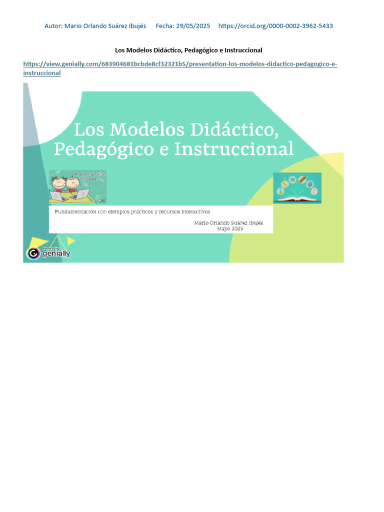 Los Modelos Didáctico, Pedagógico e Instruccional | PDF