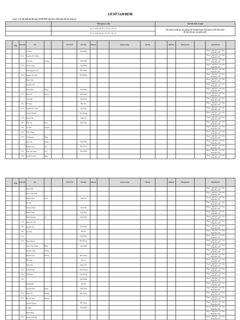 (G I SV - Ngày Thi 24.05.25 - NĐ) Danh Sách Thi PLC | PDF