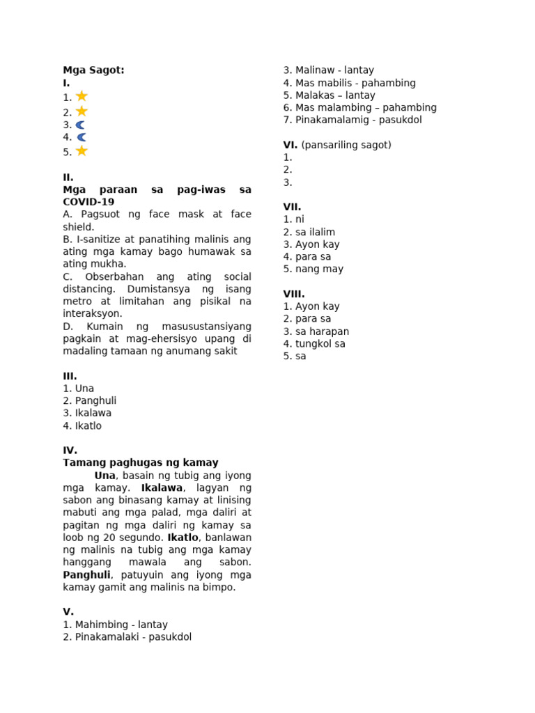 Mga Sagot | PDF