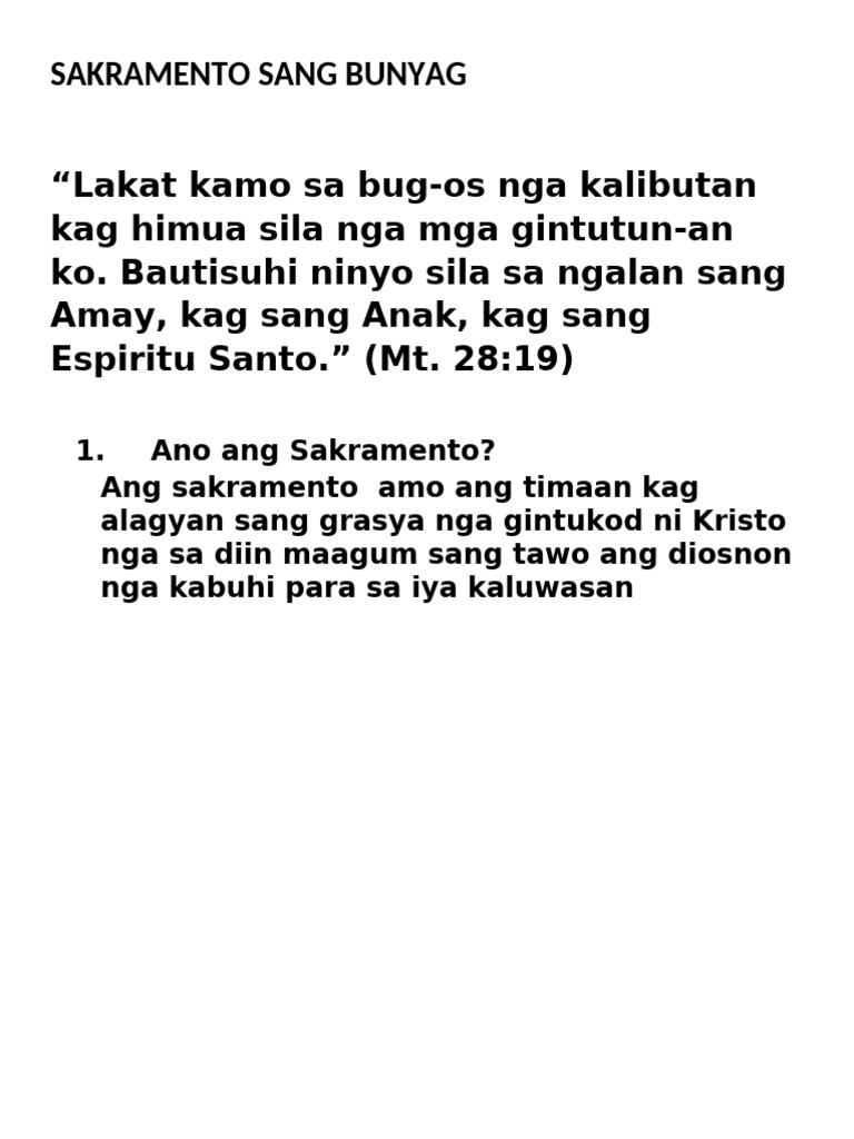 Ang Sakramento Sang Bunyag | PDF