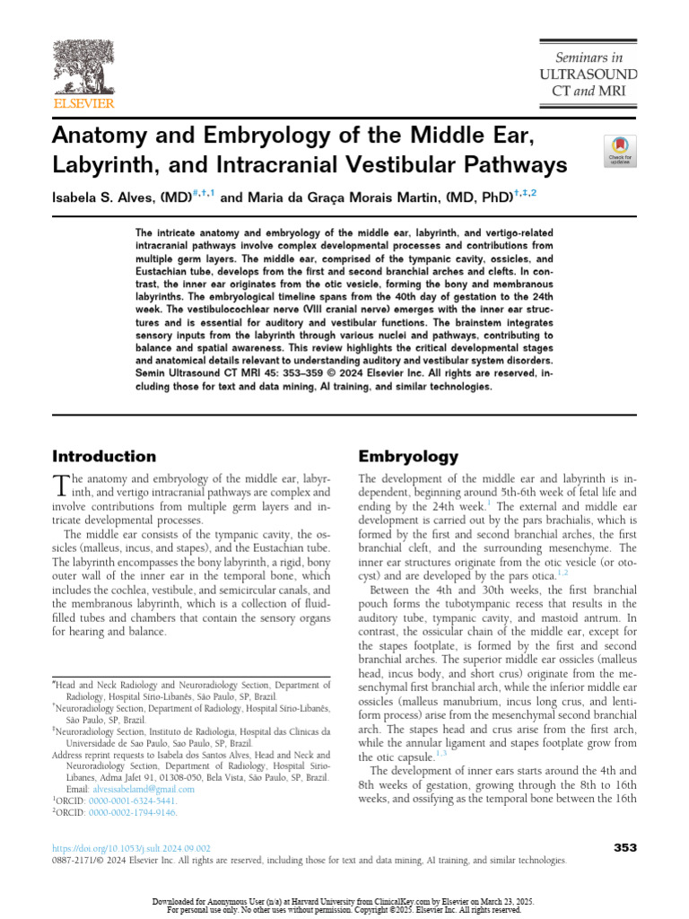 Anatomia y Embriologia Del Oido Medio, Laberinto y Vias Vestibulares ...