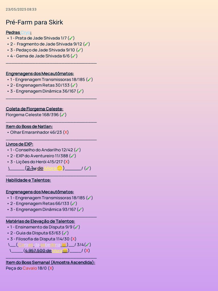 Pré-Farm para Skirk | PDF