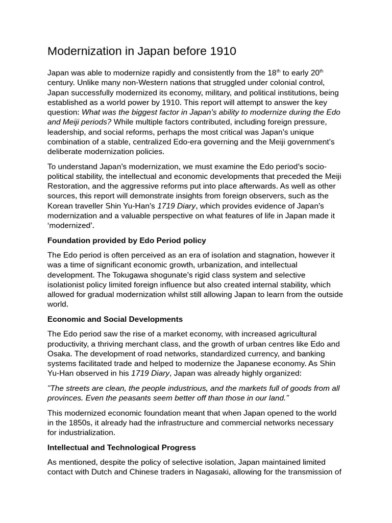 Modernization in Japan Final | PDF | Japan | Economies