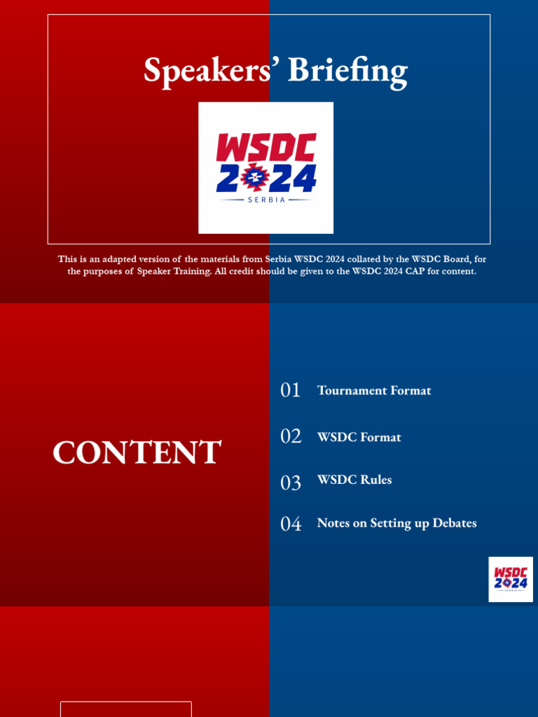 WSDC 2024 Speaker Training Guide | PDF | Argument | Speech