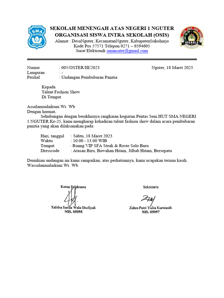 Surat Undangan Fashion Show | PDF