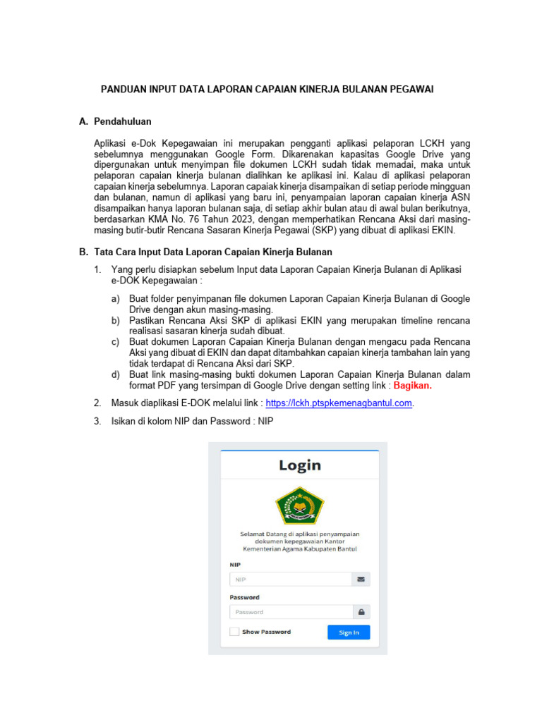 Panduan Upload LCK Bulanan 2024 | PDF