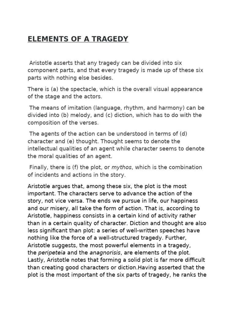 Elements of A Tragedy | PDF