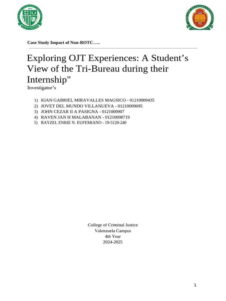 OJT Intern Experiences in Criminology | PDF | Mentorship ...
