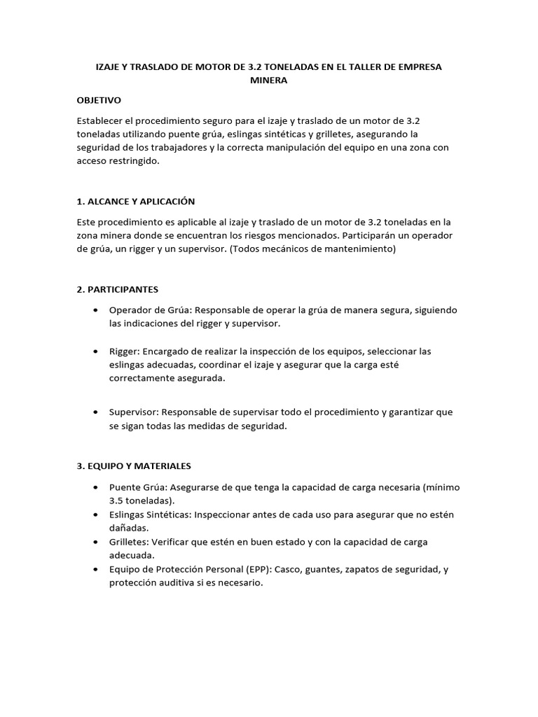 Izaje Seguro de Motor de 3.2 Toneladas | PDF | Grúa (máquina)