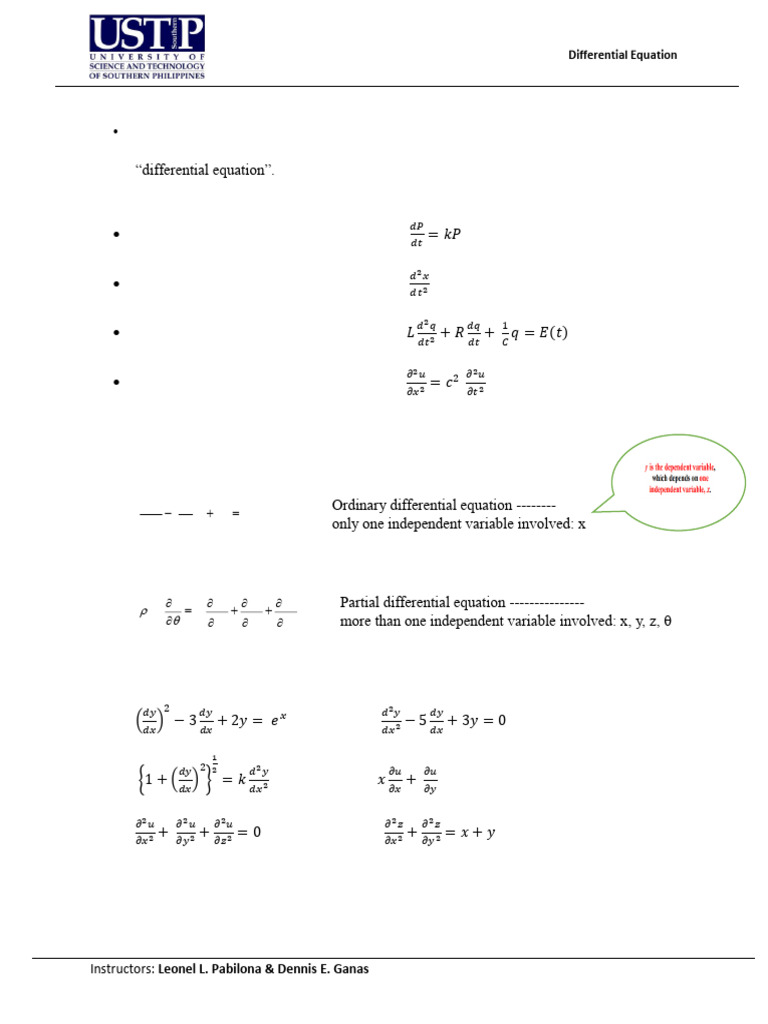 Differential Equation ES 208 Topic 1 | PDF | Equations | Nonlinear System