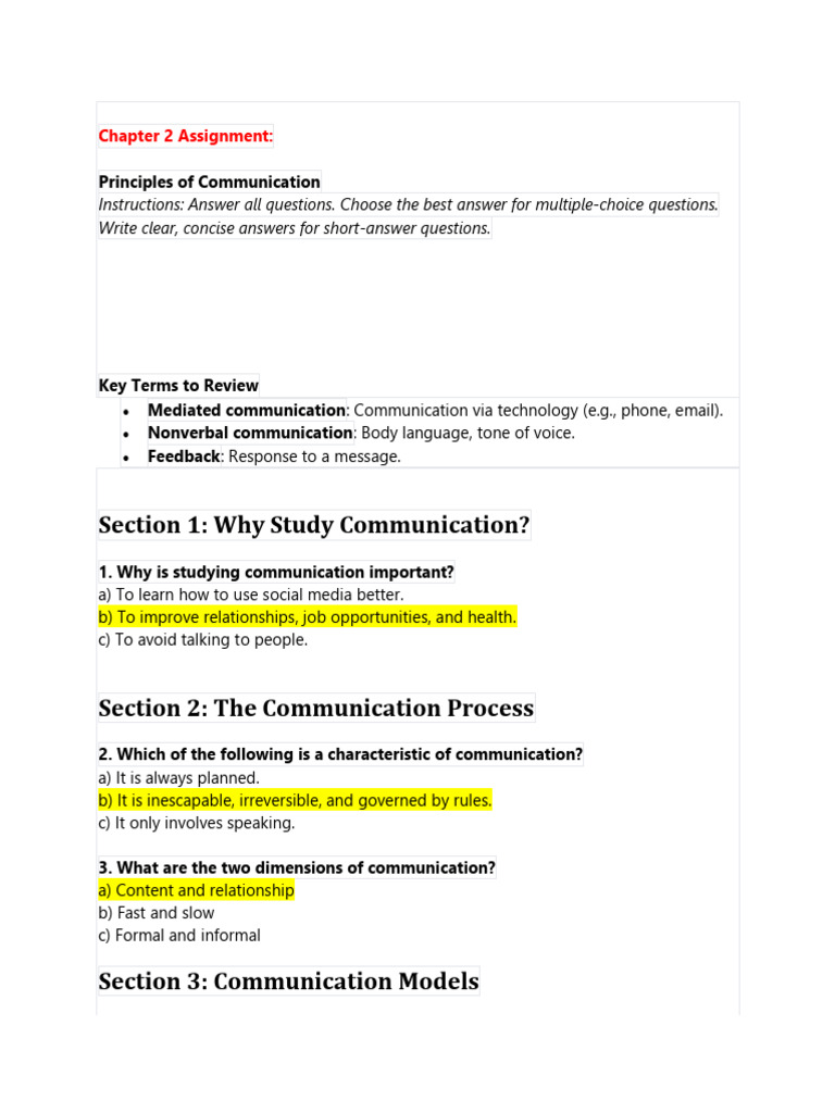 Communication Principles Assignment Guide | PDF | Communication ...