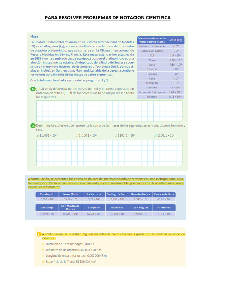 Para Resolver Problemas de Notacion Cientifica | PDF
