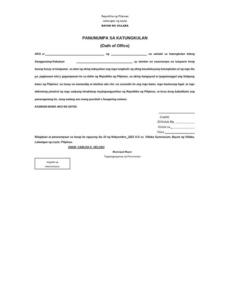 Panunumpa Sa Katungkulan - 2023 | PDF