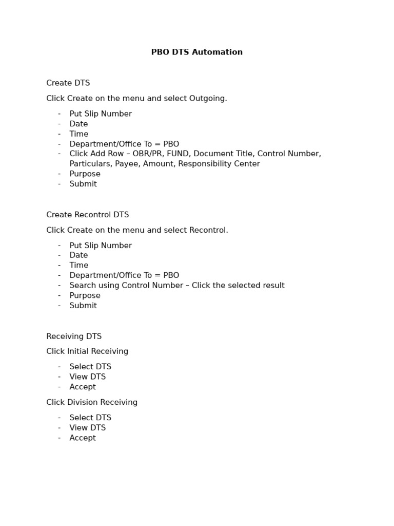 PBO DTS Automation | PDF