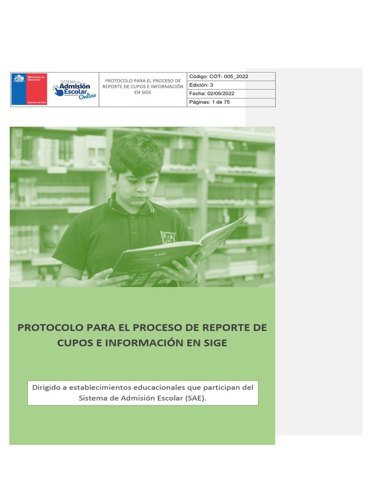 Protocolo Reporte de Cupos e Informacion en SIGE | PDF | Aprendizaje | Enseñando