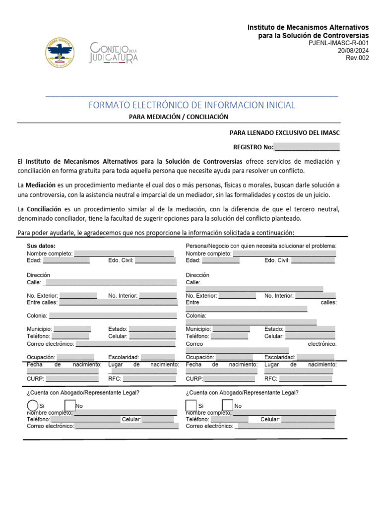 Pjenl Imasc R 001 Informacion Inicial | PDF | Mediación