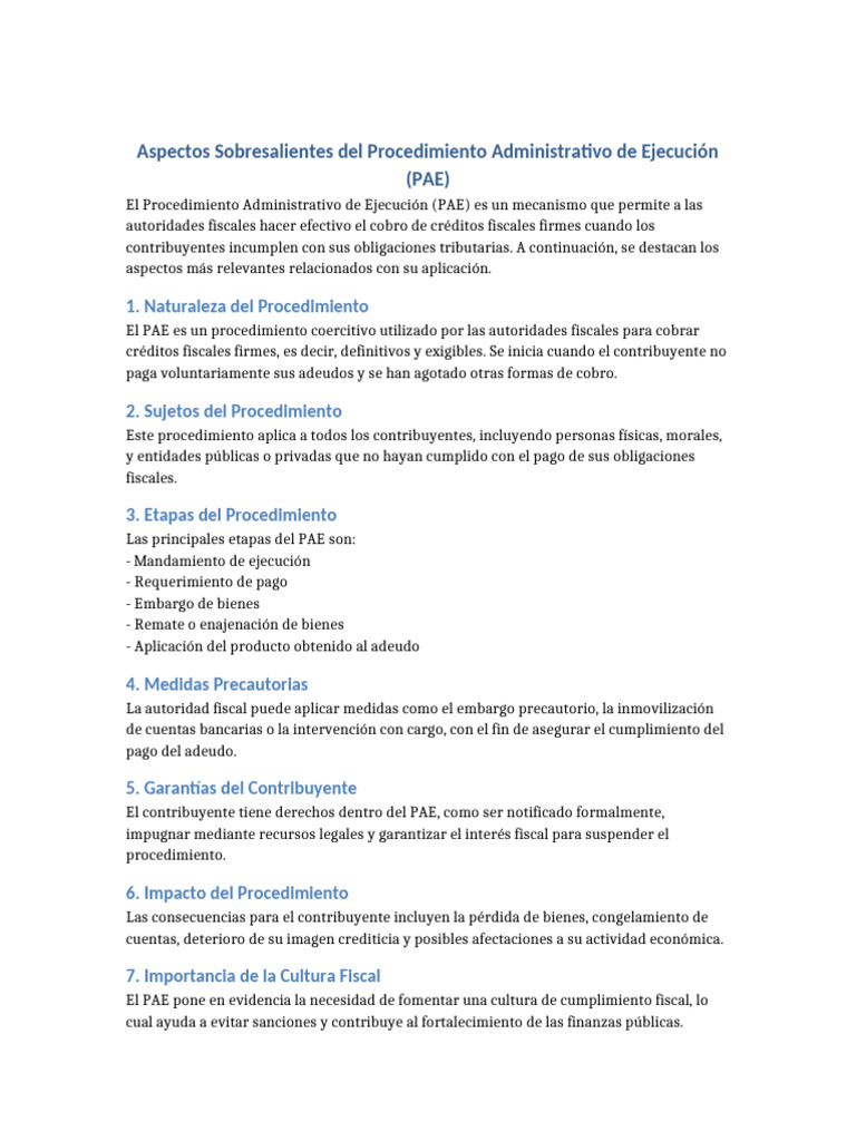Aspectos Procedimiento Administrativo Ejecucion | PDF