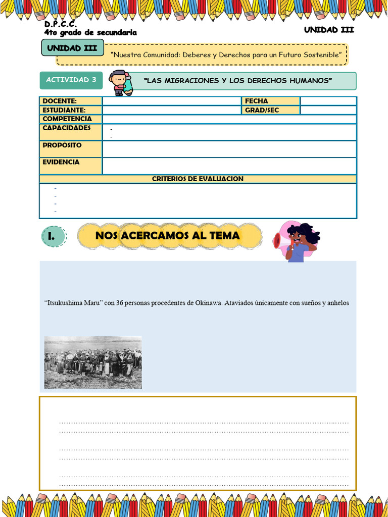 4° DPCC - Actv.03-Uni.3 2024 | PDF | Refugiado | Migración humana