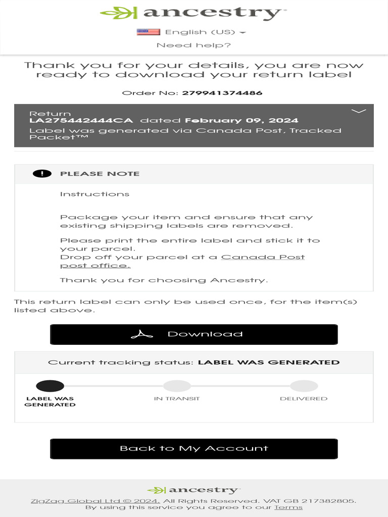 Download Your Canada Post Return Label | PDF