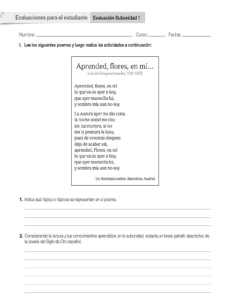 Evaluación Formativa Lección 1 Unidad 2 | PDF
