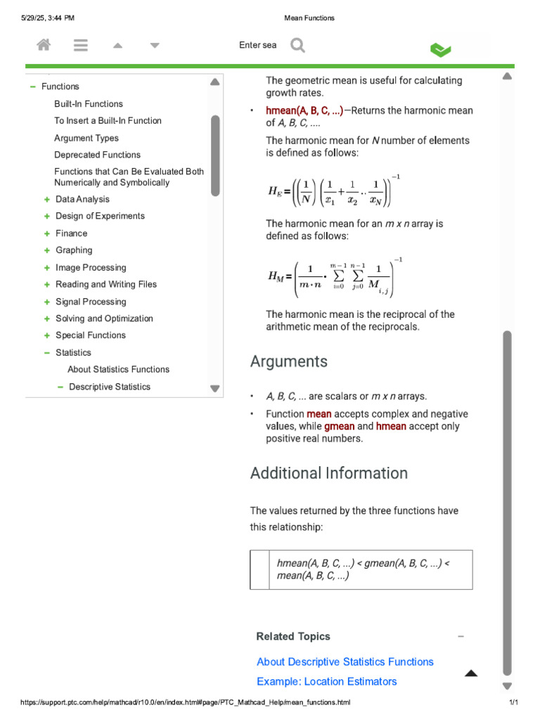Mean Functions | PDF