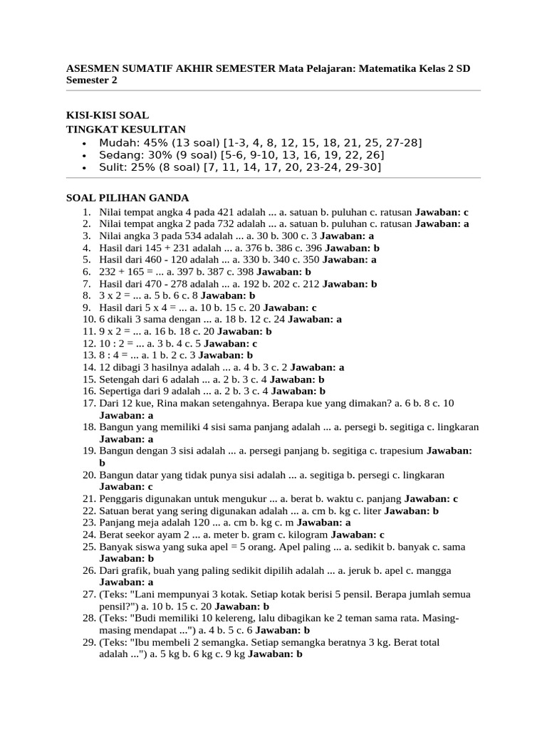 Sat Matematika Kelas 2 SMT 2 | PDF