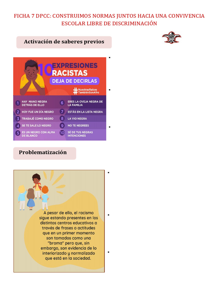 Ficha N°7 DPCC - 5TO GRADO... | PDF | Discriminación | Derechos