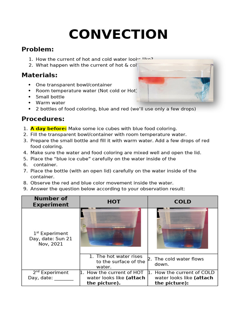 Convection Current Experiment Guide | PDF