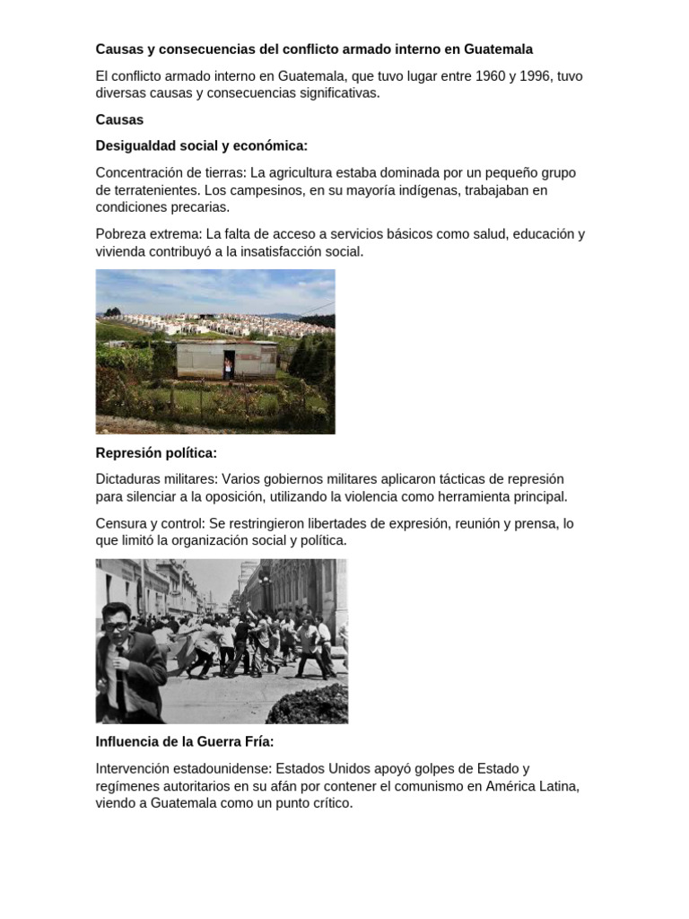 Causas y Consecuencias Del Conflicto Armado Interno en Guatemala | PDF ...