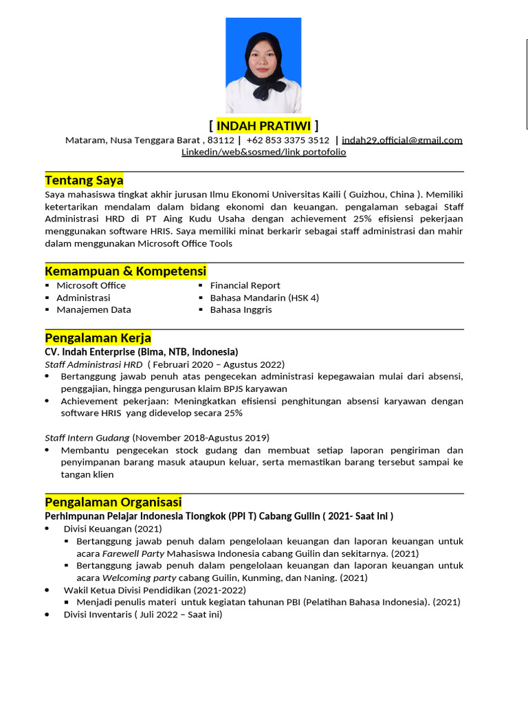Contoh CV Fix | PDF