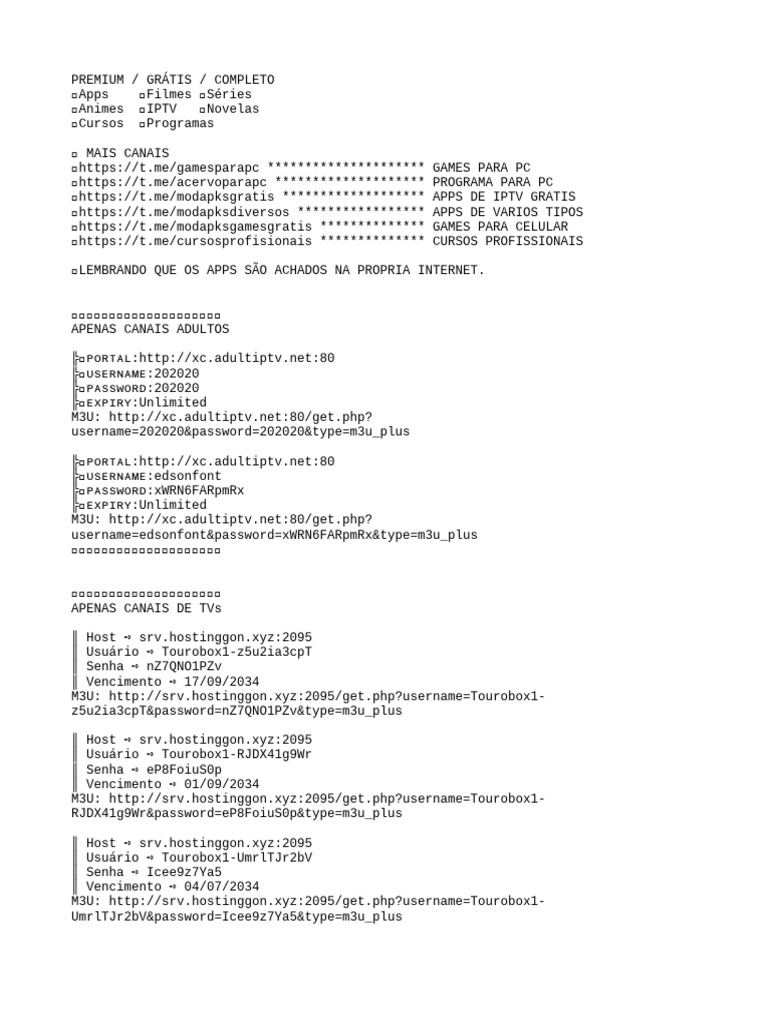 LISTA IPTV e LISTA M3U v74-LISTA | PDF