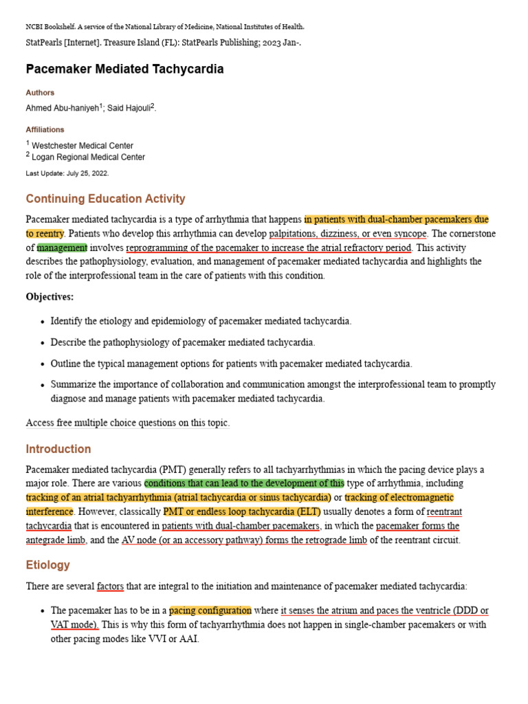 Pacemaker Mediated Tachycardia | PDF | Artificial Cardiac Pacemaker ...
