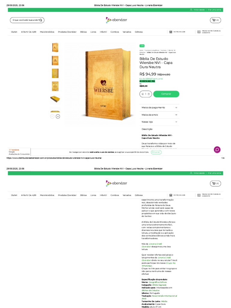 Bíblia de Estudo Wiersbe NVI - Capa Luxo Neutra - Livraria Ebenézer | PDF | Bíblia