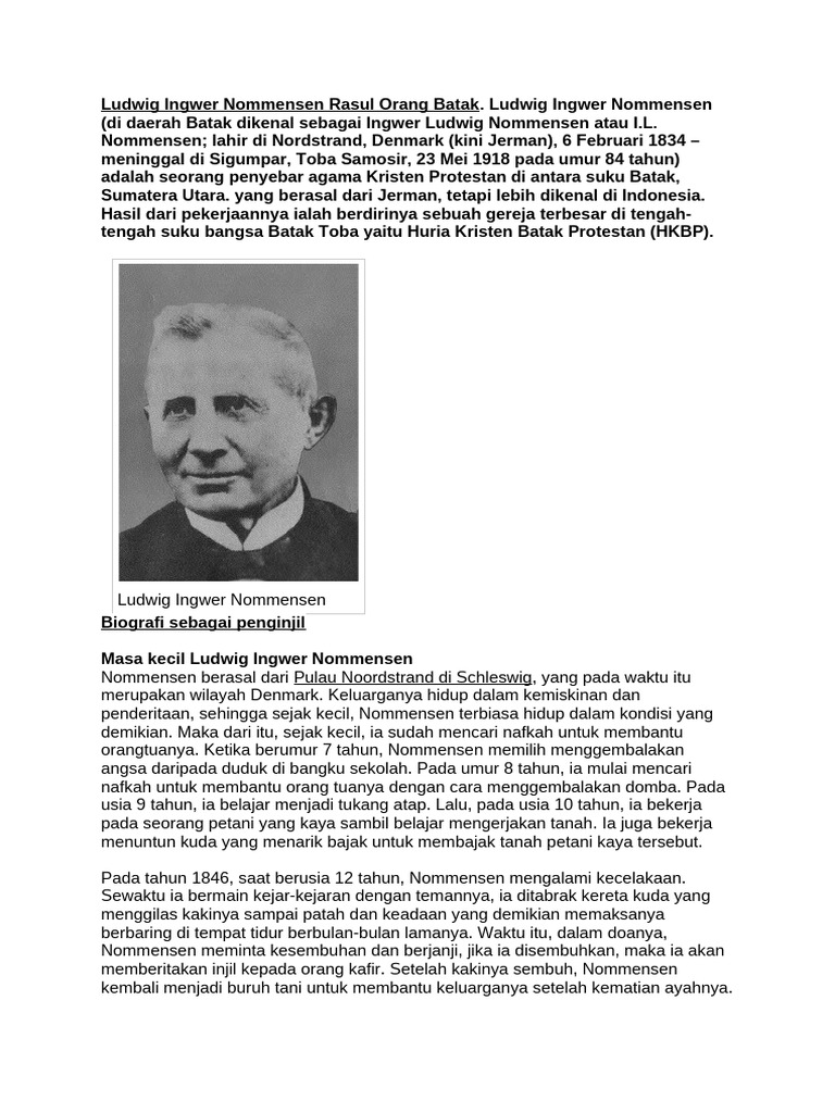 Penginjil Ludwig Ingwer Nommensen | PDF