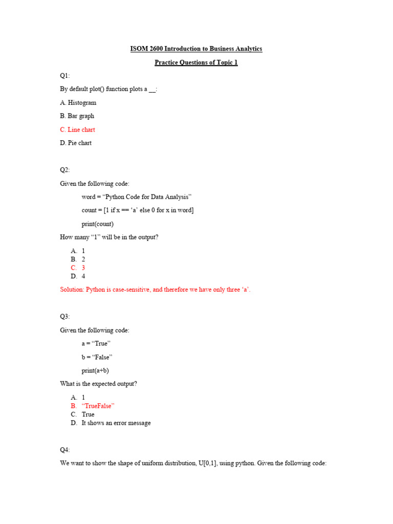 Practice Questions of Topic 1 | PDF