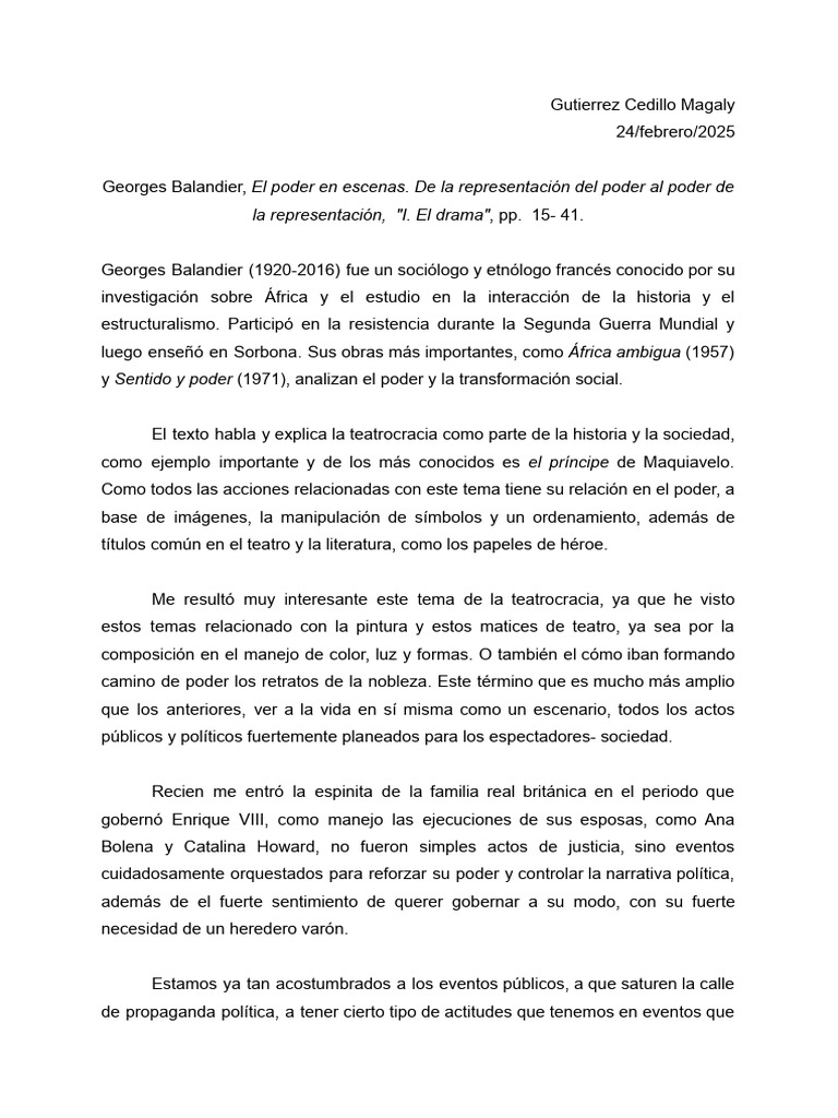 Balandier - Teatrocracia | PDF