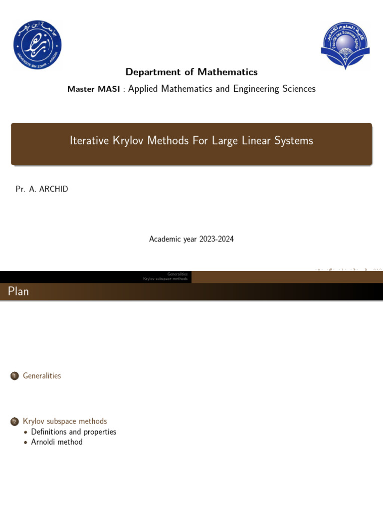 Krylov's Methods 2023 2024 | PDF | Matrix (Mathematics) | System Of Linear Equations