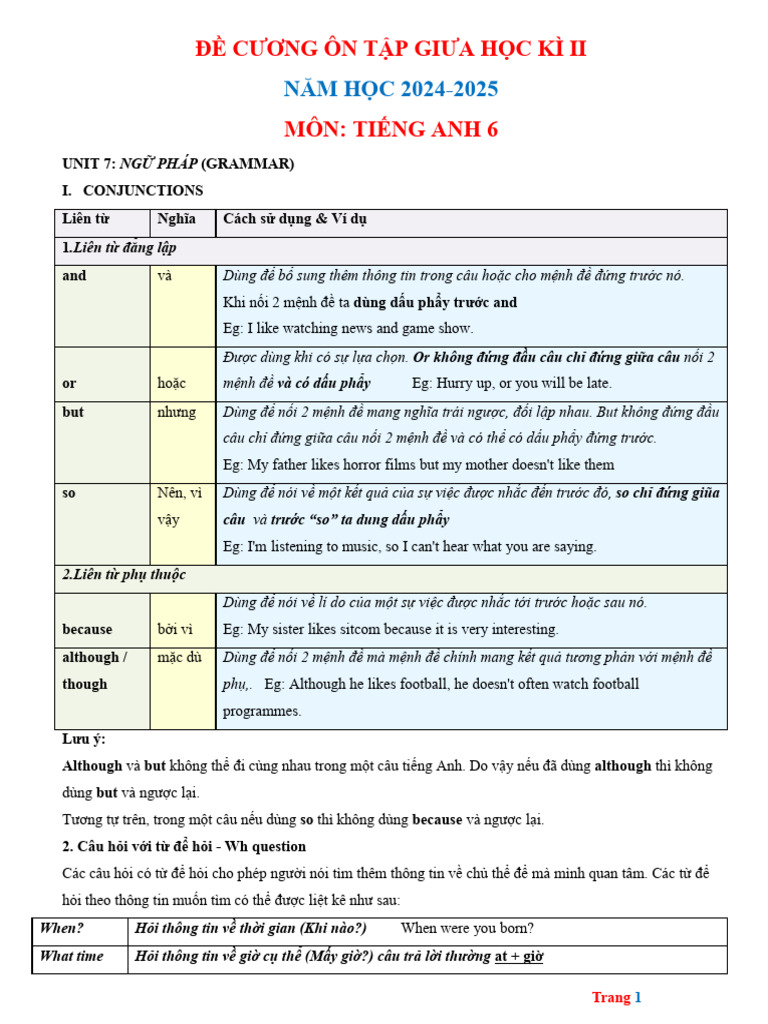 De Cuong On Tap Giua HK2 Tieng Anh 6 Global 24 25 | PDF