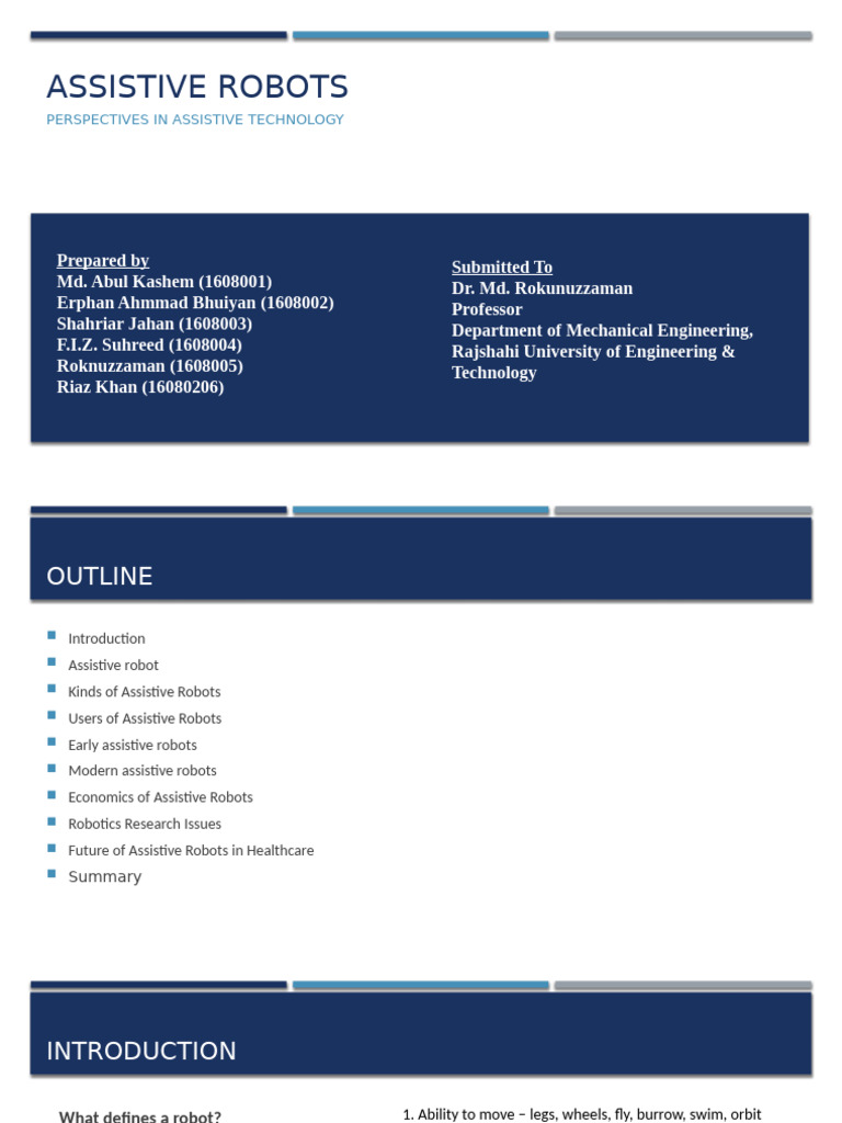 Lecture-9.1 (Assistive Robots) | PDF | Robot | Robotics