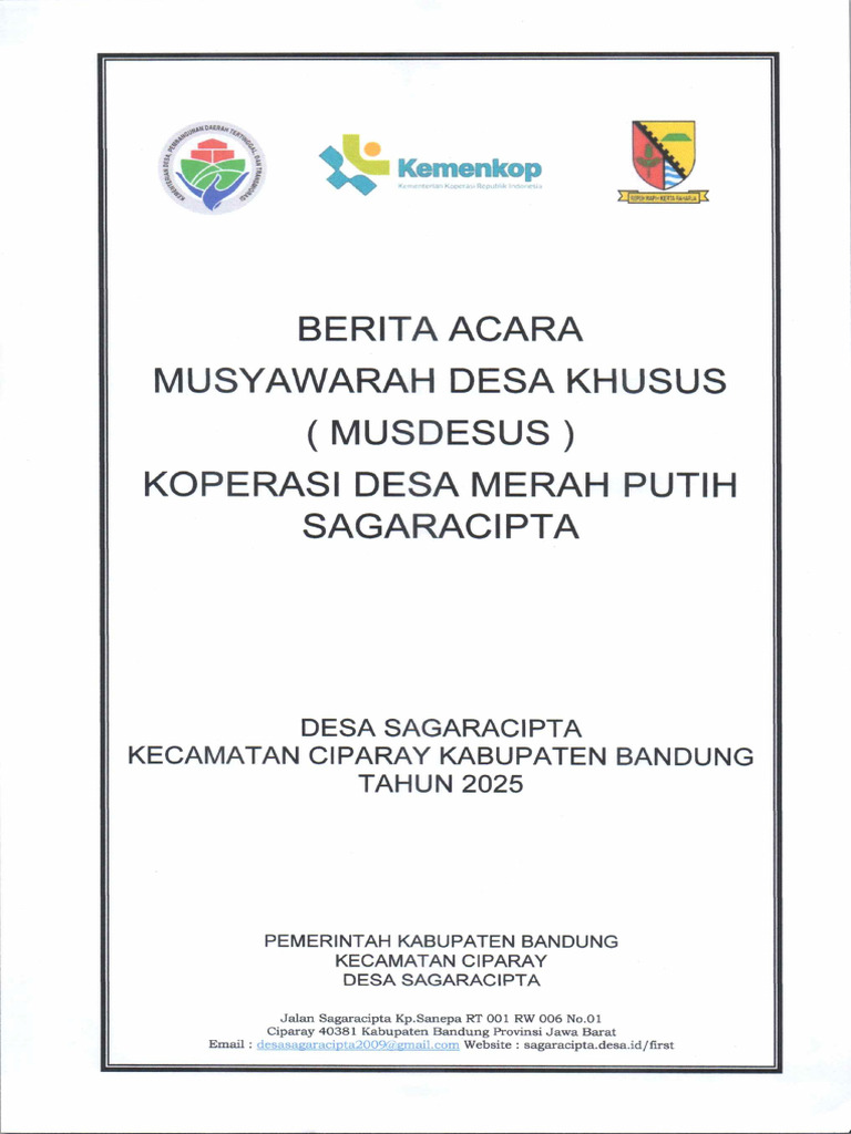 Berita Acara Musdesus Pembentukan KMP Sagaracipta 2025 | PDF