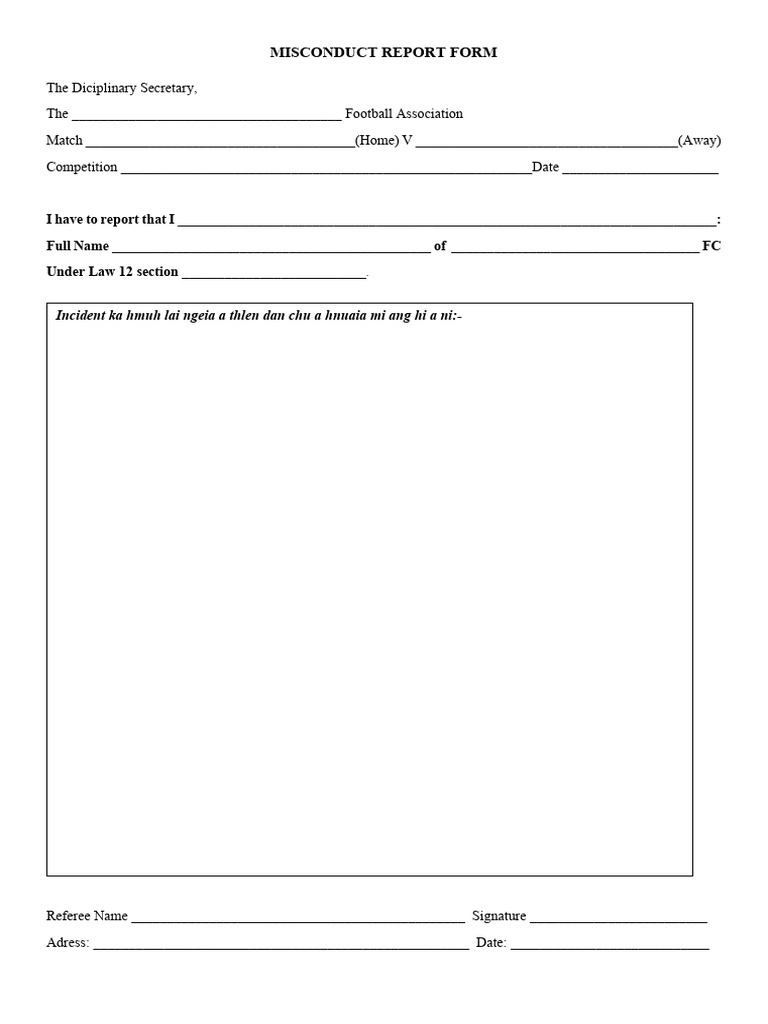 Misconduct Report Form - Jonathan | PDF