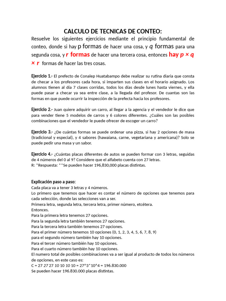 Calculo de Tecnicas de Conteo | PDF